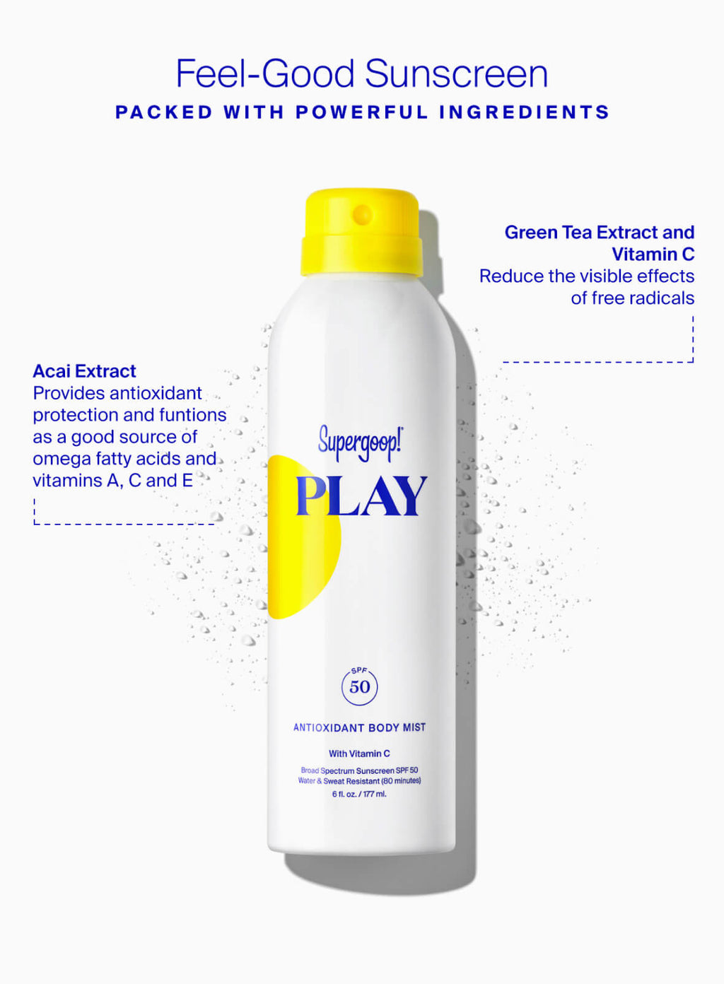 Supergoop! PLAY Antioxidant Body Mist SPF 50 - Spray Sunscreen