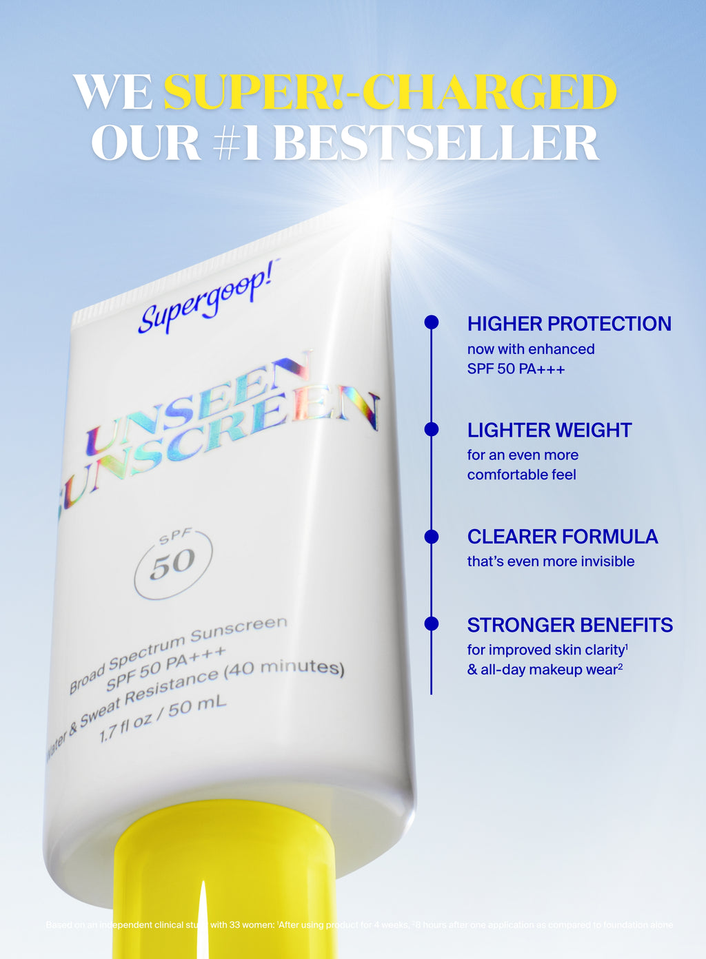 Supergoop! New Unseen Sunscreen SPF 50 - Clear Gel Face Sunscreen